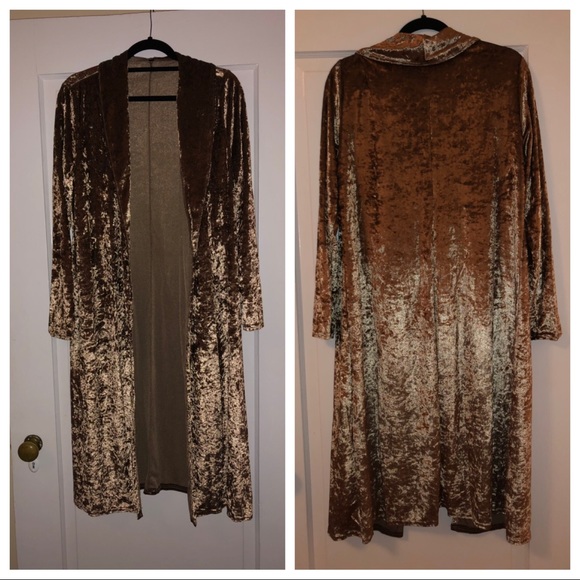 Jackets & Coats | New Gold Crushed Velvet Duster Long Jacket Coat ...